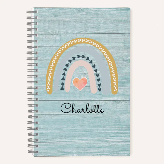 Boho Watercolor Rainbow Kid's Personalized Notebo Notebook | Zazzle