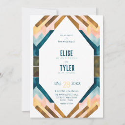 Boho Watercolor Stained Glass Aztec Wedding Invitation | Zazzle