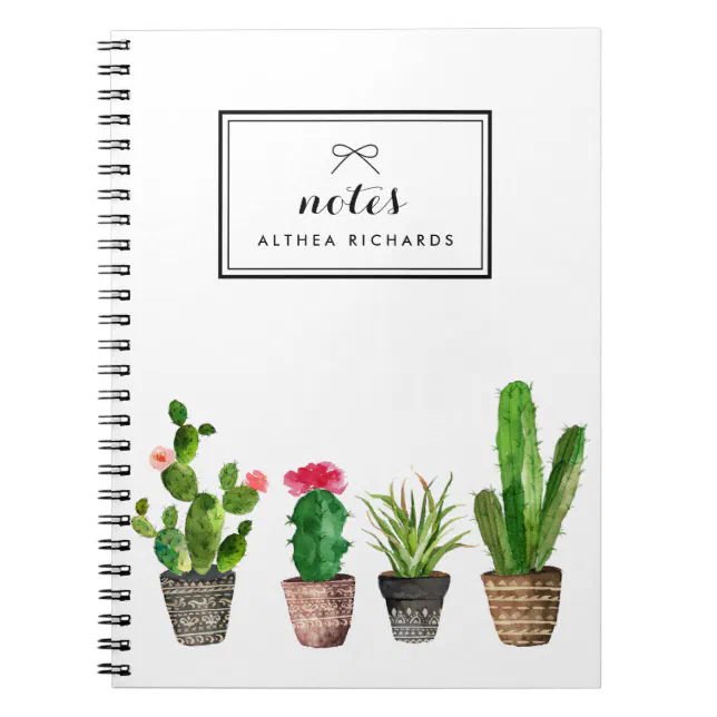 Boho Watercolor Succulents Personalized Notebook | Zazzle