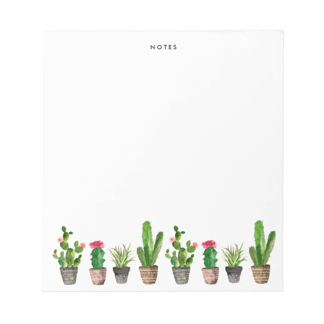 Boho Watercolor Succulents Personalized Notepad | Zazzle