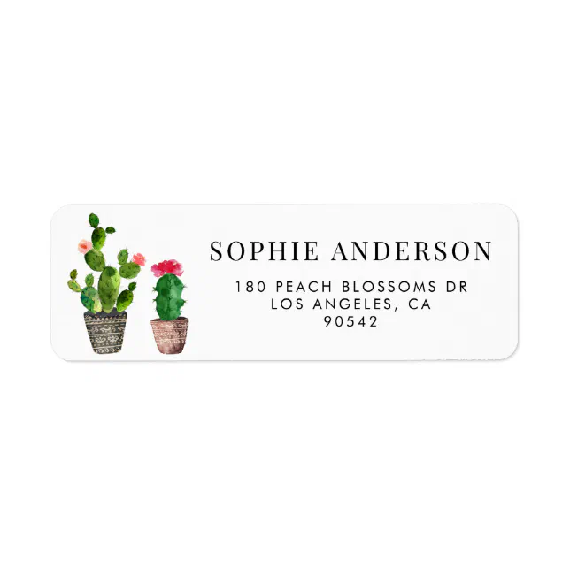 Boho Watercolor Succulents Rustic Address Label | Zazzle