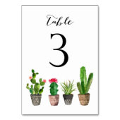 Boho Watercolor Succulents Table Numbers Card 3 | Zazzle