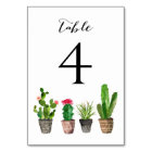 Watercolor Cactus Succulents Wedding Table Number | Zazzle.com