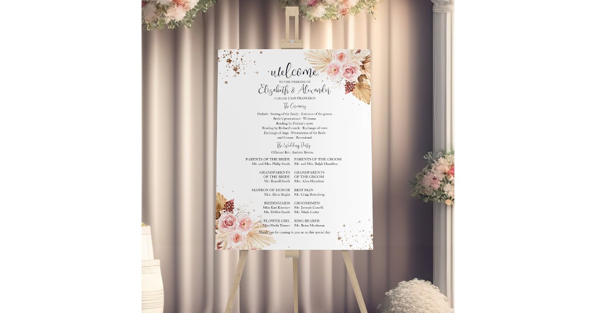 Boho Wedding Ceremony Program Sign | Zazzle