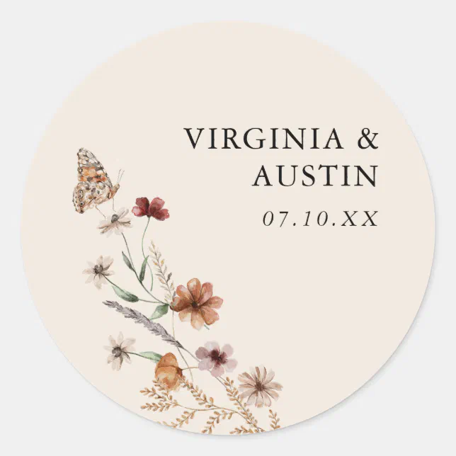 Boho Wedding Classic Round Sticker | Zazzle