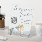 Boho Wedding Joshua Tree Honeymoon Fund QR Code Pedestal Sign | Zazzle