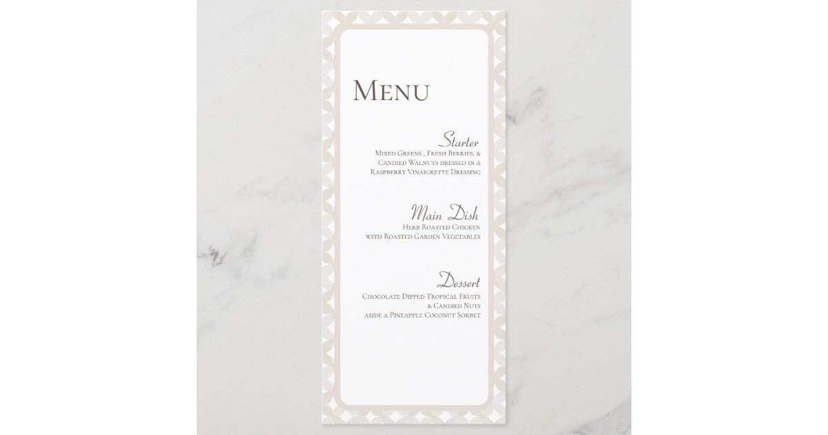 Boho Wedding Personalized Plate Menu Cards | Zazzle