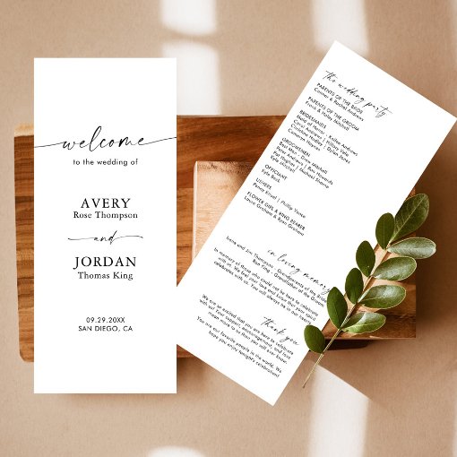Boho Wedding Program | Modern Minimalist Wedding | Zazzle