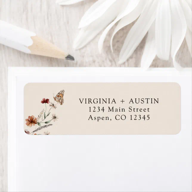 Boho Wedding Return Address Label | Zazzle