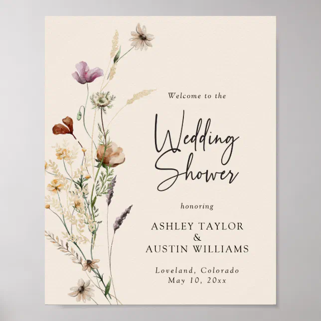 Boho Wedding Shower Poster | Zazzle