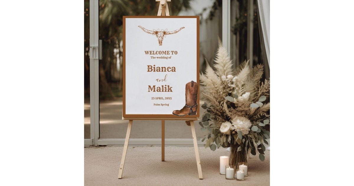 Boho western wedding Welcome sign | Zazzle