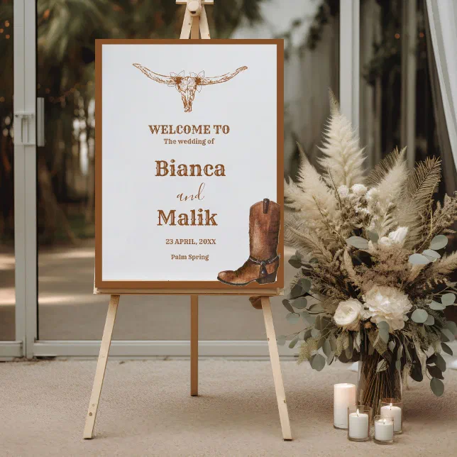 Boho western wedding Welcome sign | Zazzle