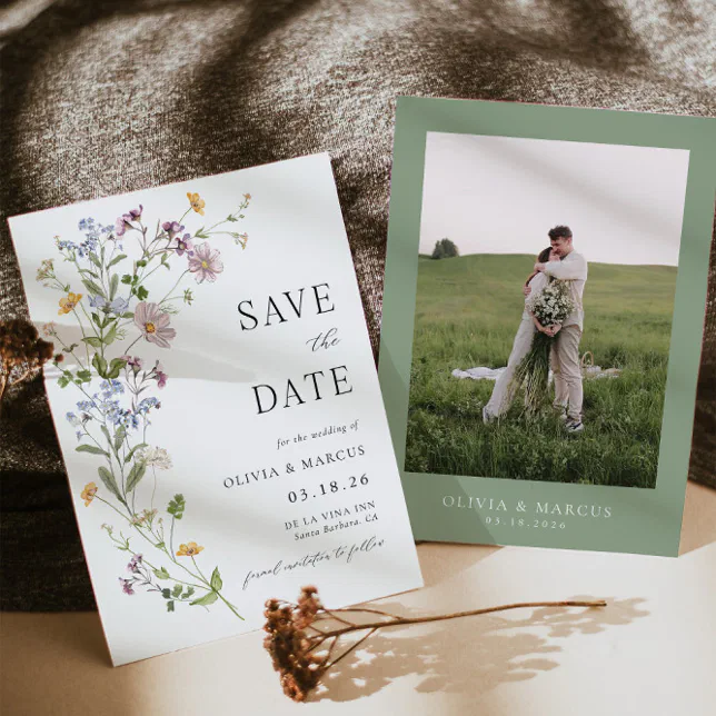 Boho Whimsical Wildflower Save The Date Invitation | Zazzle