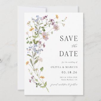 Boho Whimsical Wildflower Save The Date Invitation | Zazzle