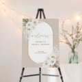 Boho White and Neutral Dried Floral Welcome Sign | Zazzle