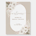 Boho White and Neutral Dried Floral Welcome Sign | Zazzle