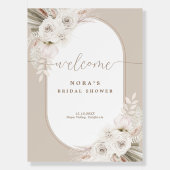 Boho White and Neutral Dried Floral Welcome Sign | Zazzle