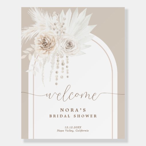Boho White Boho Floral Arch Welcome Sign | Zazzle