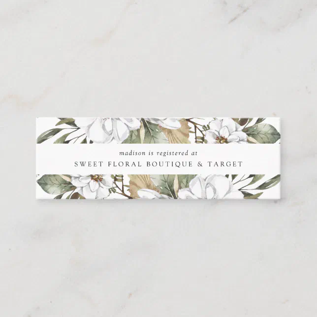 Boho White Floral Bridal Registry Insert Cards | Zazzle