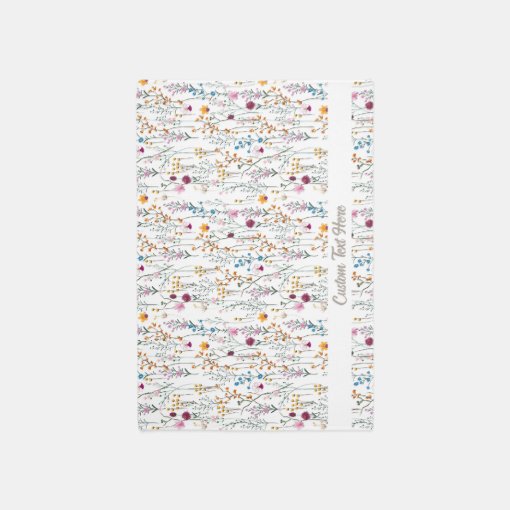 Boho Wild flower Pattern Personalized Custom Text Rug | Zazzle