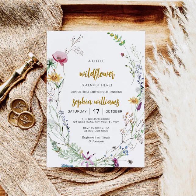 Boho Wildflower Baby Shower Invitation | Zazzle