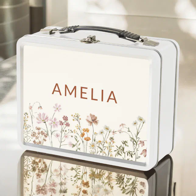 Boho Wildflower Back To School Metal Lunch Box | Zazzle
