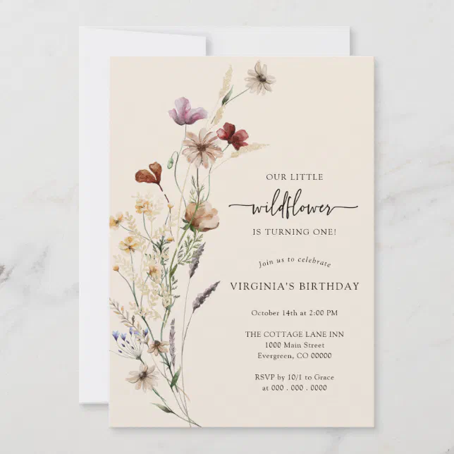 Boho Wildflower Birthday Invitation | Zazzle