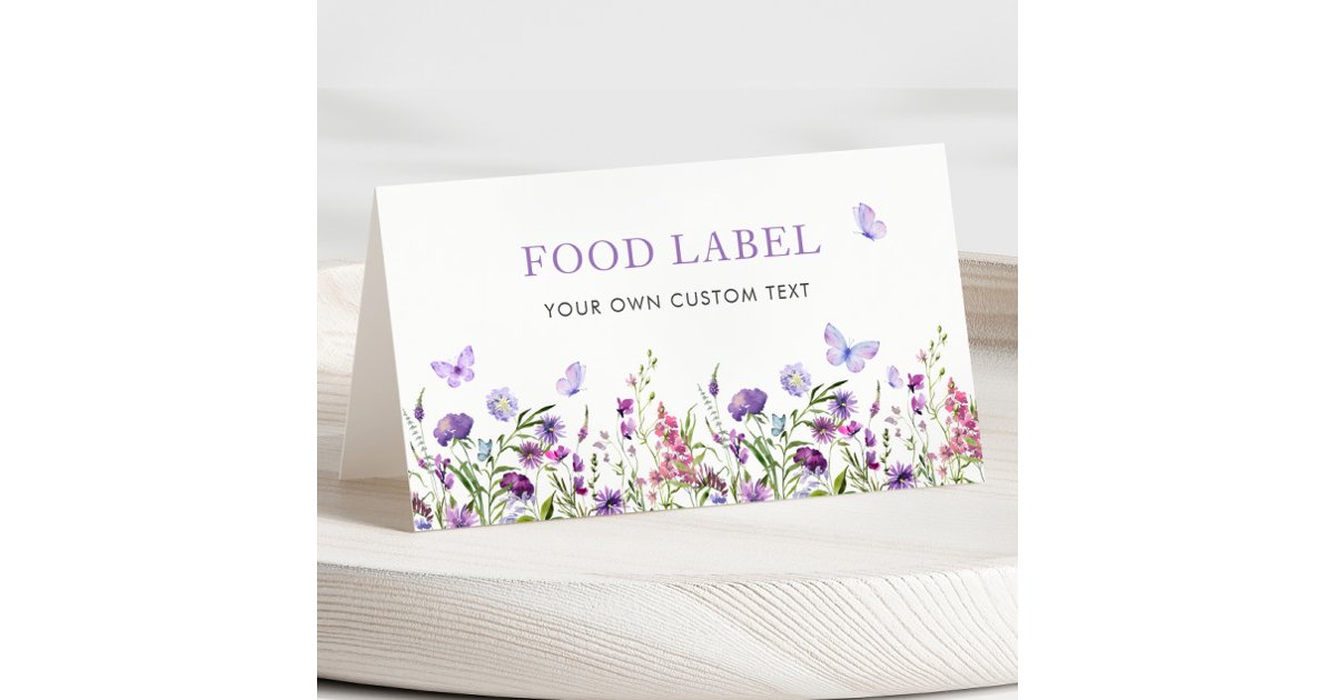 Boho Wildflower Butterfly Food Label Table Number | Zazzle