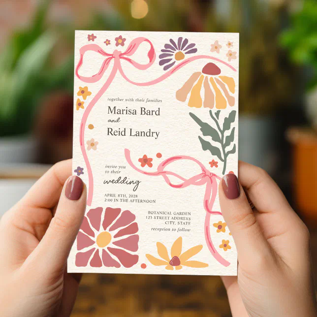 Boho Wildflower Coquette Wedding Invitation | Zazzle