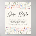 Boho Wildflower Diaper Raffle Drop Off Baby Shower Poster | Zazzle