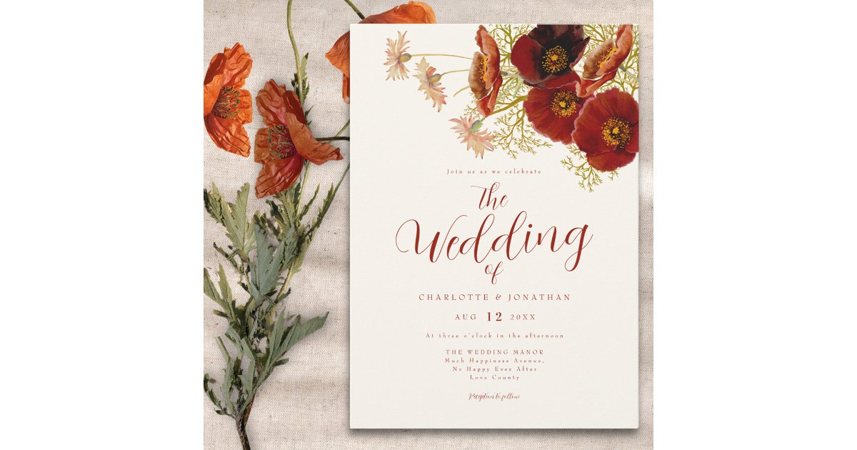 Boho Wildflower Fall Wedding Invitation | Zazzle