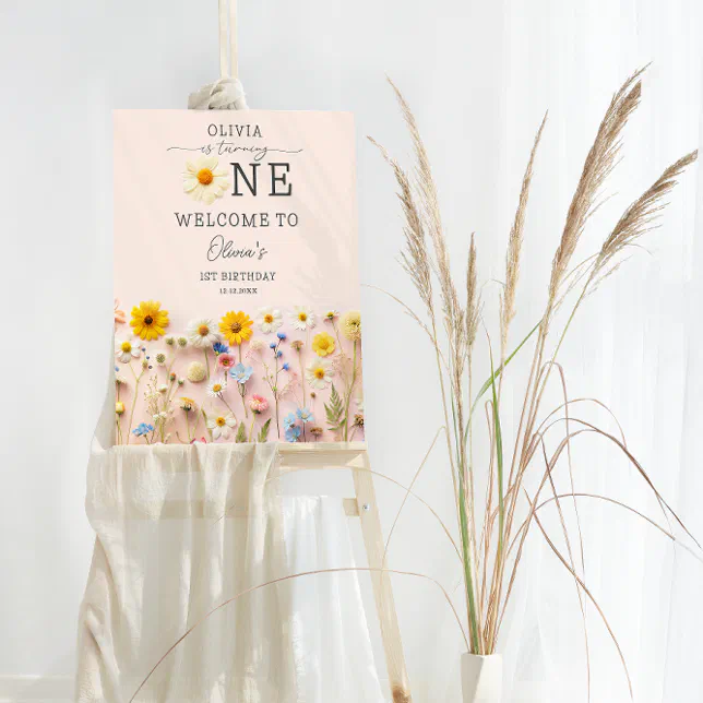 Boho Wildflower Girl 1st Birthday Welcome Foam Board | Zazzle