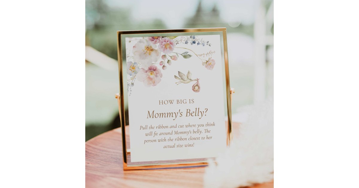 Boho Wildflower How big is Mommy's Belly Sign | Zazzle