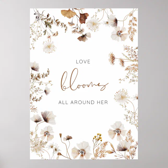 Boho Wildflower Love Blooms Poster | Zazzle