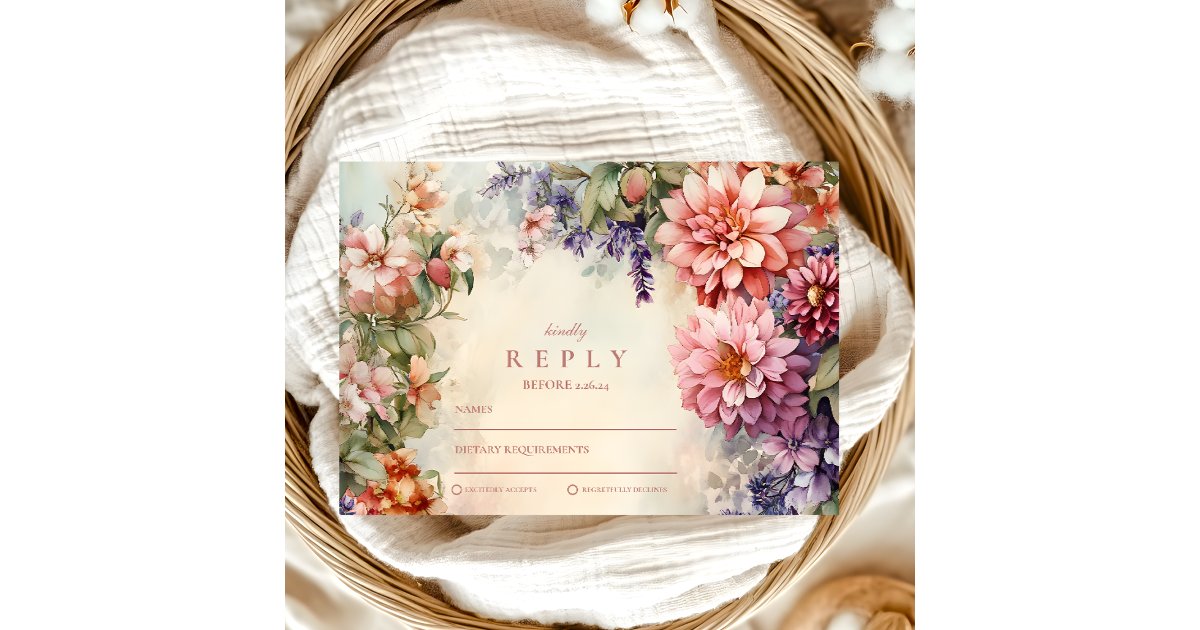 Boho Wildflower Meadow Graduation RSVP Card | Zazzle