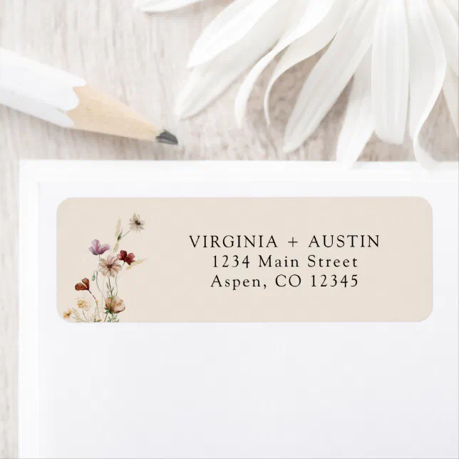 Boho Wildflower Return Address Label | Zazzle