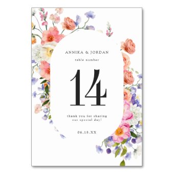 Boho Wildflower | Table Number Card | Zazzle