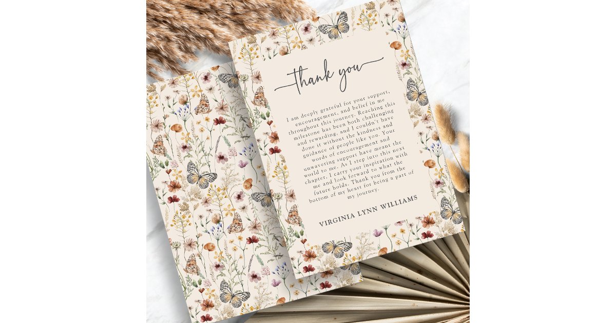 Boho Wildflower Thank You Card | Zazzle
