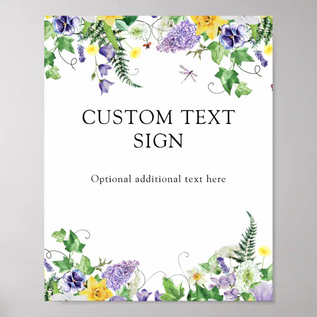 Boho Wildflower Wedding Custom Text Poster | Zazzle