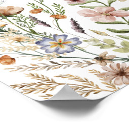 Boho Wildflower Wedding Garden Flowers Welcome Poster | Zazzle