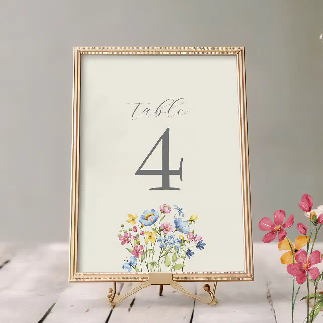 Boho Wildflower Wedding Table Number | Zazzle
