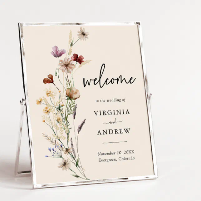 Boho Wildflower Welcome Wedding Poster | Zazzle