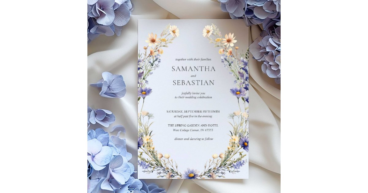 Boho Wildflower Wreath | Botanical Wedding Invitation | Zazzle