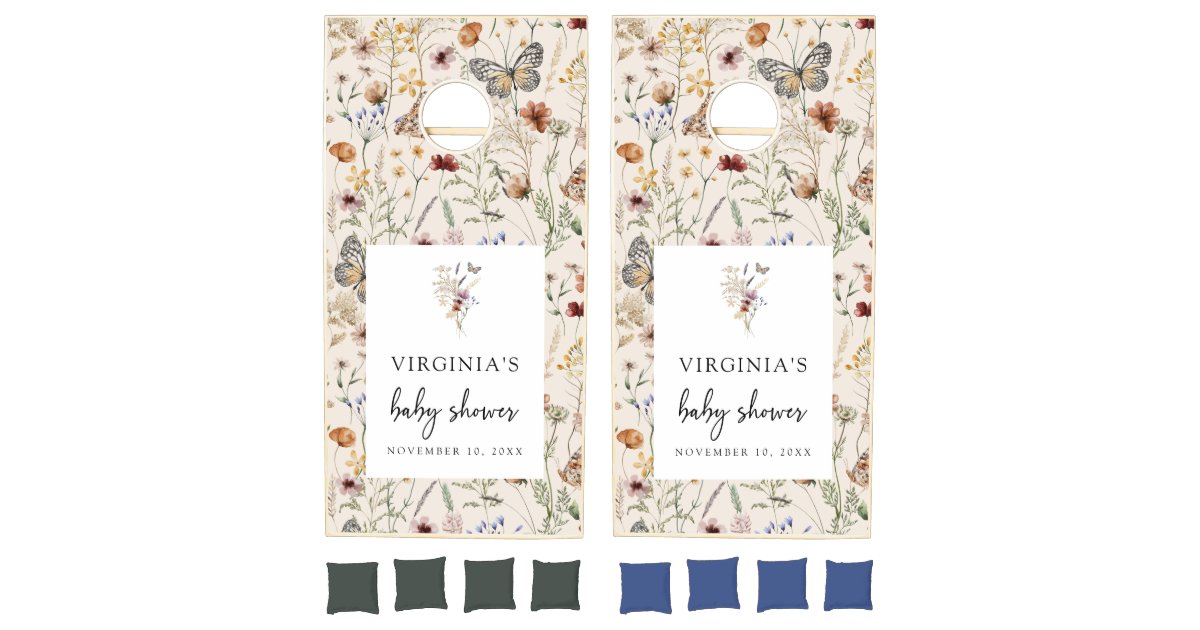 Boho Wildflowers Baby Shower Cornhole Set | Zazzle