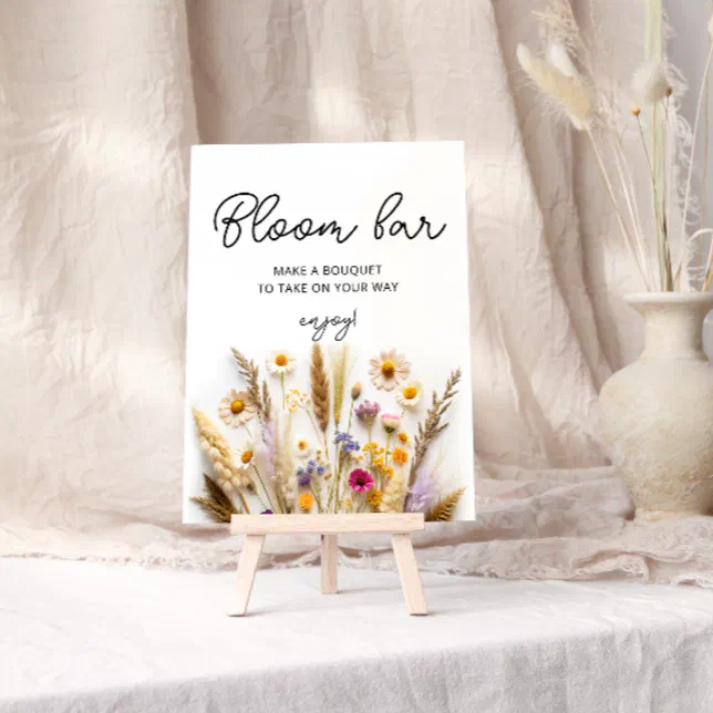 Boho Wildflowers Bloom or Flower Bar Poster | Zazzle