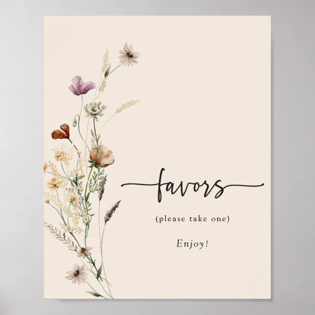 Boho Wildflowers Favors Poster | Zazzle