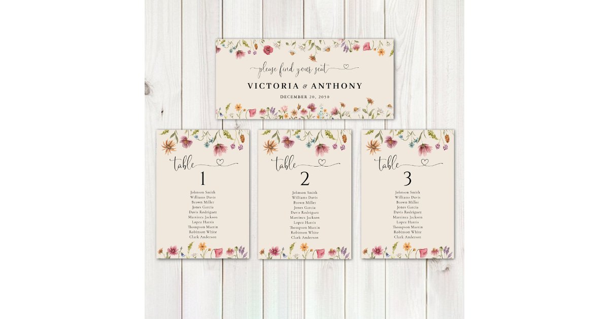 Boho Wildflowers Wedding Head Table Sign | Zazzle