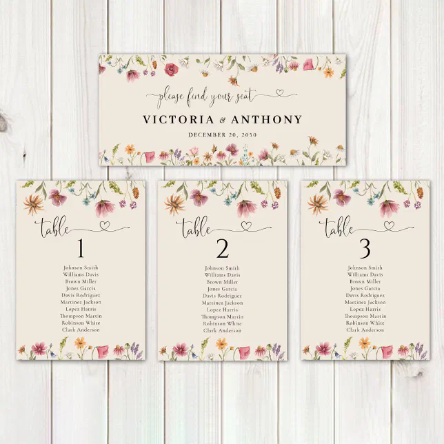 Boho Wildflowers Wedding Head Table Sign | Zazzle