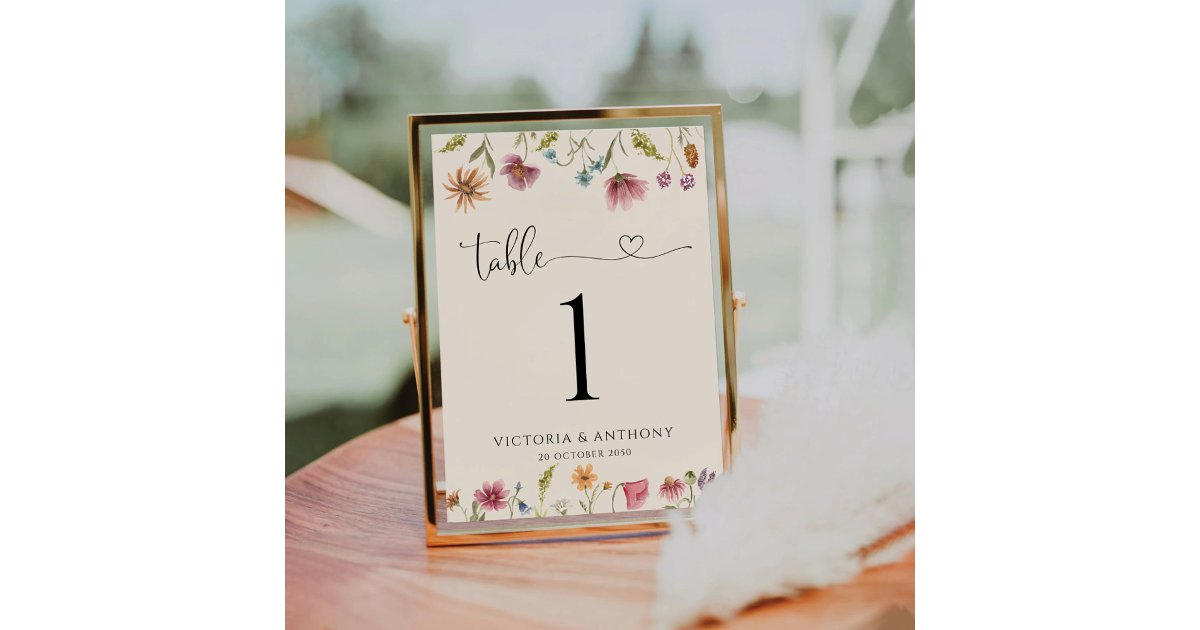 Boho Wildflowers Wedding Table Numbers | Zazzle