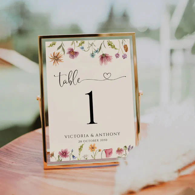 Boho Wildflowers Wedding Table Numbers | Zazzle
